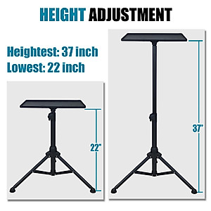 GLEAM Projector Stand Stronger Support Large Tray with Phone Clip 15.5in(L) x 11.5in(W) Height from 24in to 40in for Laptop, Projector, DJ
