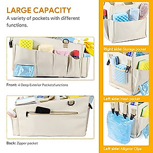 Philiva Large Cleaning Caddy Bag, Wearable 2 in 1 Cleaning Bag for Cleaning Supplies & Housekeepers with Handle and Shoulder Strap