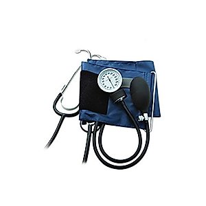 ADC Prosphyg 790 Manual Home Blood Pressure Kit with Attached Stethoscope and Self-Adjusting Cuff and Carrying Case, Large Adult, Navy