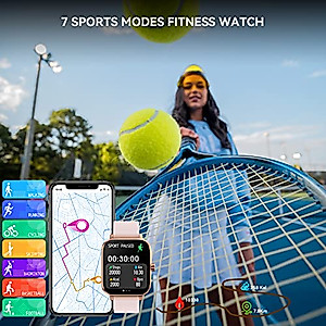 BOFIDAR Smart Watches for Women (Call Receive/Dial), Smart Watch for Android and iOS Phones, 1.7'' Touch Screen Smartwatch, Fitness Tracker with Pedometer, Alarm Clock, 7 Sports Modes (Gold)