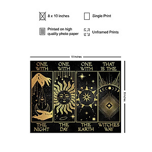 Witchy Sabbat Grimoire Witchcraft Decor - Sun, Moon, Celestial Wall Art - Celtic Woman Goddess Decor - Magic Home Decor - Boho Bohemian Witch Decor for Women - Wicca Wiccan Supplies - Pagan Gifts