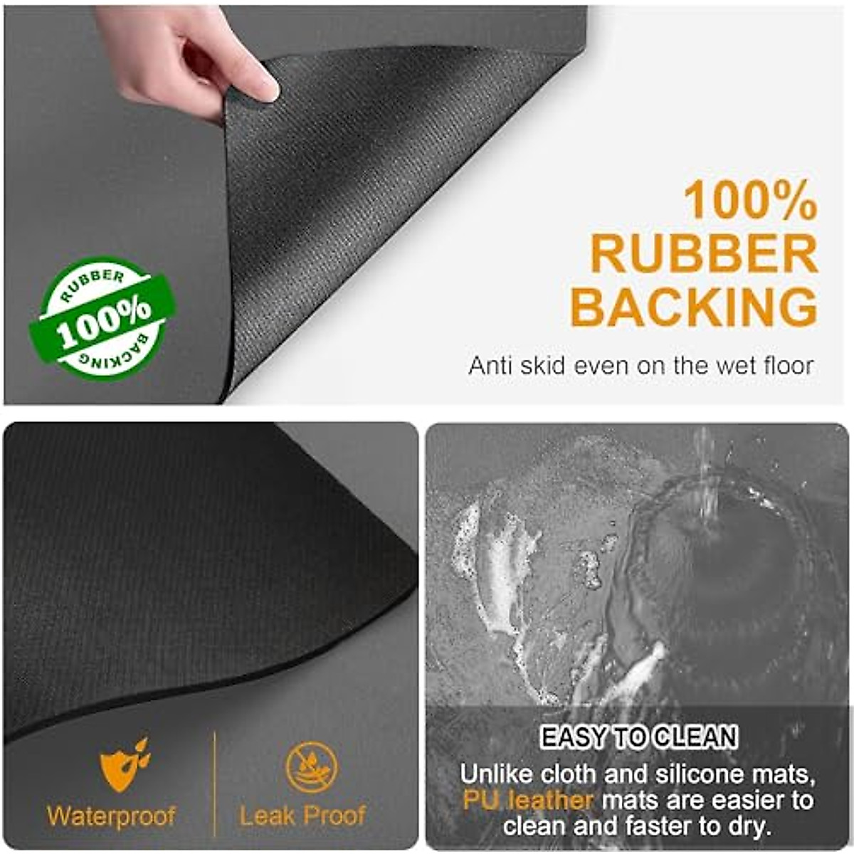 Dish Drying Mats for Kitchen Counter Coffee Mat Under Sink Mats for Kitchen Waterproof Dish Mat Drying Kitchen Mat Bar Mats for Countertop Coffee Bar Accessories (Deep Gray, 11.81"*15.75")