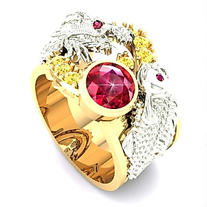 Dragon Ring Shiny Inlay Red Crystal Rhinestone Ring Uniquely Stylish 3D Dragon Shape Band Rings Gothic Hip Hop Punk Party Jewelry Gifts for Men Women (7)