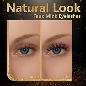 Larbois 7 Pairs False Eyelashes, Fluffy Dramatic Fake Eyelashes Strips Cross Soft Natural Faux Mink Lashes 3D Volume Reusable Wispy Lashes Pack