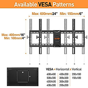 ELIVED TV Wall Mount for Most 37-75 Inch TVs, Holds up to 120 lbs, Universal Low Profile Adjustable Tilt TV Mount Fits 8"-24" Studs, Max VESA 600x400mm, Flat Wall Mount Bracket.