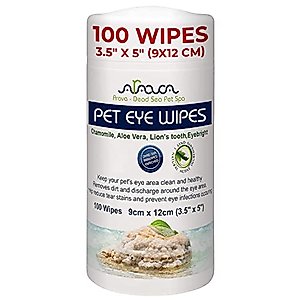 rava Pet Eye Wipes - for Dogs Cats Puppies & Kittens - 100 Count - Natural and Aromatherapy Medicated - Removes Dirt Crust and Discharge - Prevents Tear Stains (Pet Eye Wipes)