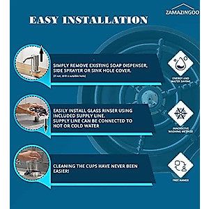 Zamazingoo Glass Rinser for Kitchen Sink, 2023 Newest Black Kitchen Faucet, Quick Cup Washer, High Pressure Cup Cleaner, Baby Bottle Washer for Home/Bar/Cafe/Restaurant, Matte Black