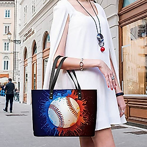 Womens Handbag Baseball Ball Softball Leather Tote Bag Top Handle Satchel Bags For Lady