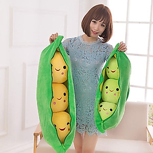 Giant Peas in A Pod Plush Toy Pea Pod Pillow Cute Pea Stuffed Toys Plant Doll Various Sizes (Green Beans,15.7''/40cm)