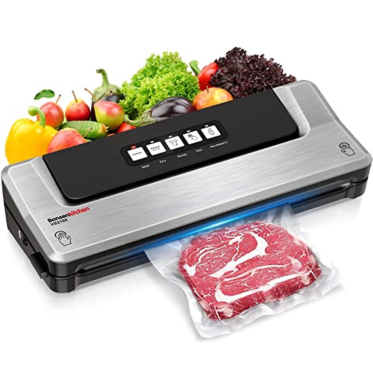 Bonsenkitchen Vacuum Sealer Machine with 200 Quart 8" x 12" Sealer Bags