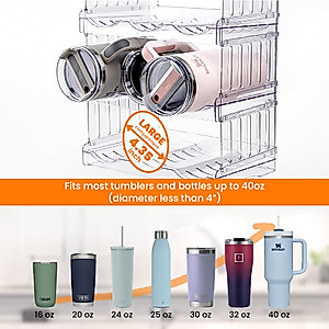 Gracenal Water Bottle Organizer for Stanley 40 oz Tumbler with Handle, Pantry Kitchen Organizers and Storage for Stanley Cup Accessories, Stackable Water Bottle Holder Wine Rack Gifts, 4Pack