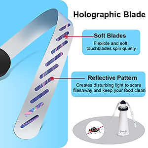 Brenrite, Fly Fans for Tables, 2 Pack Lighthouse Fly Fan, Fly Repellent, Keep Bugs Off Food, Holographic Fan, Fly Away, Table top Bug Repellent/deterant