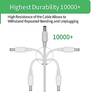 Security-01 33FT 10M DC 12V Power Extension Cable for CCTV Security Camera DVR Standalone, DC Extension Cord 5.5mm x 2.1mm,White