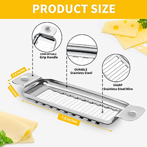 Butter & Cheese Slicer, ENLOY Stainless Steel Multipurpose Cheese Slicer Food Cutter, Cheese Slicer with Ergonomic handle for block cheese, Butter Slicer Cut Into 1/4 Inch on Average, Dishwasher Safe