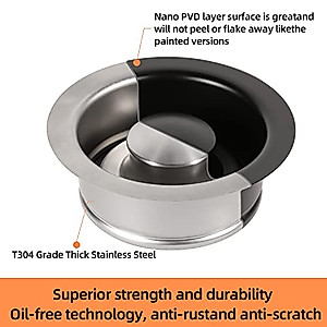 Garbage Disposal Flange Stopper Collar Sink Baffle Kit, Fit Universal 3-1/2 Inch Standard Sink Drain Hole，Kitchen Sink Flange Stopper Replacement Accessories,Stainless Steel(Black)