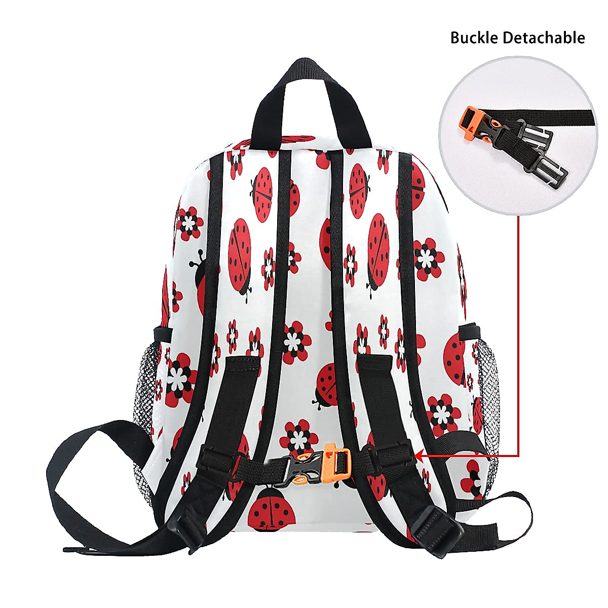 Cute Animal Ladybugs Flower Kids Backpack Boys Girls Toddler Bookbag for Elementary School Kindergarten Preschool Children Travel With Chest Strap