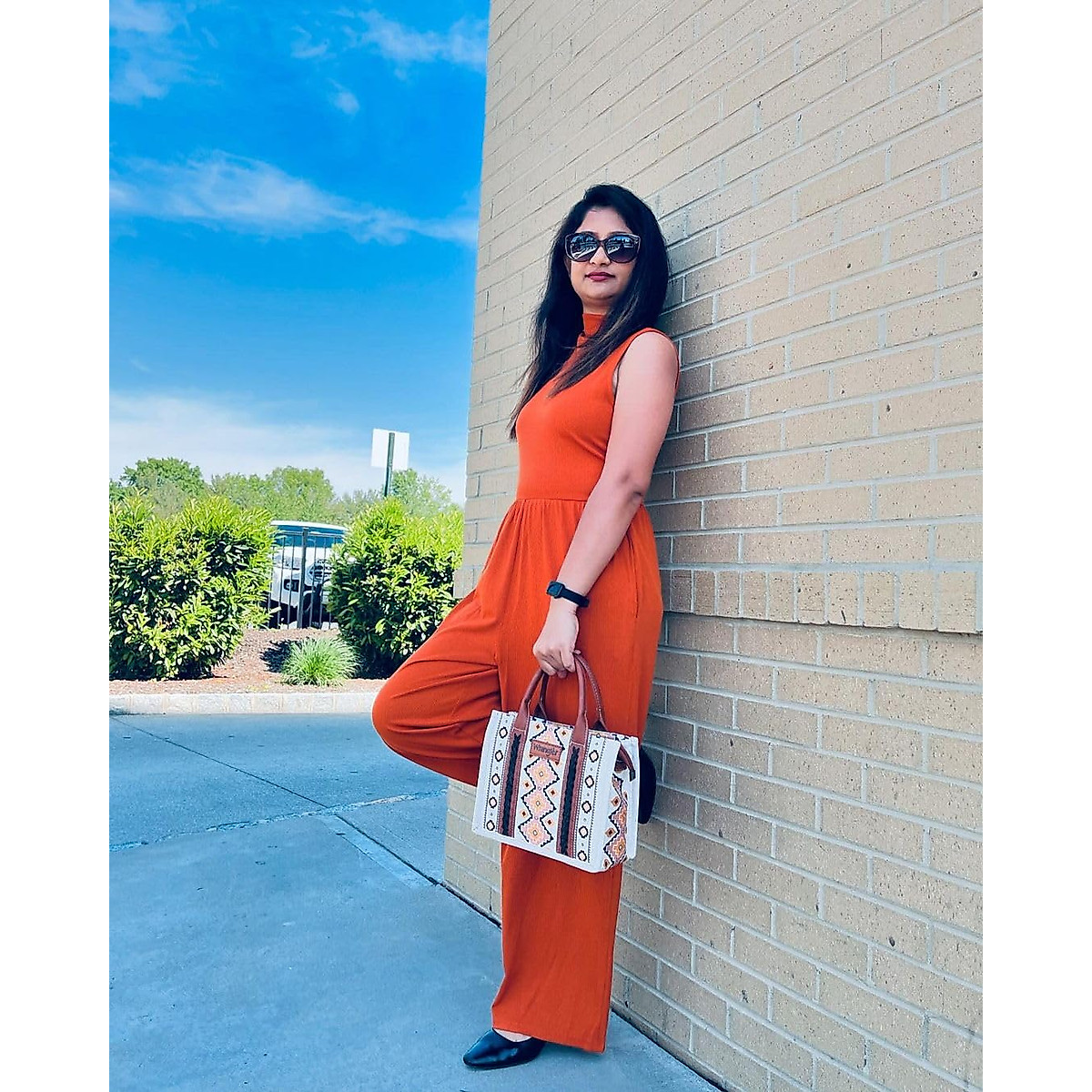 Wrangler Purses Aztec Tote Bag for Women Boho Handbags Wide Guitar Strap Crossbody Bag with Fall Collection Gift WG2202-8120SCF