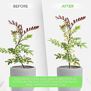 4 Pcs Small Metal Trellis for Potted Plants, 14in Mini Plant Trellis for Climbing Plants Indoor, Gold Plant Trellis Plant Support Stakes for Indoor Small Flowerpot, Garden Potted Plant