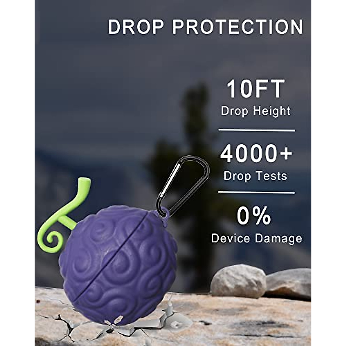 [2Pack] Fruit Cover for AirPods 3 Case Cute 2021 Released,3D Cartoon Silicone Protective Accessories Set Kit for Devil Fruit for AirPods 3rd Generation Case for Boy Girl(Purple&Red Yellow Devil Fruit)