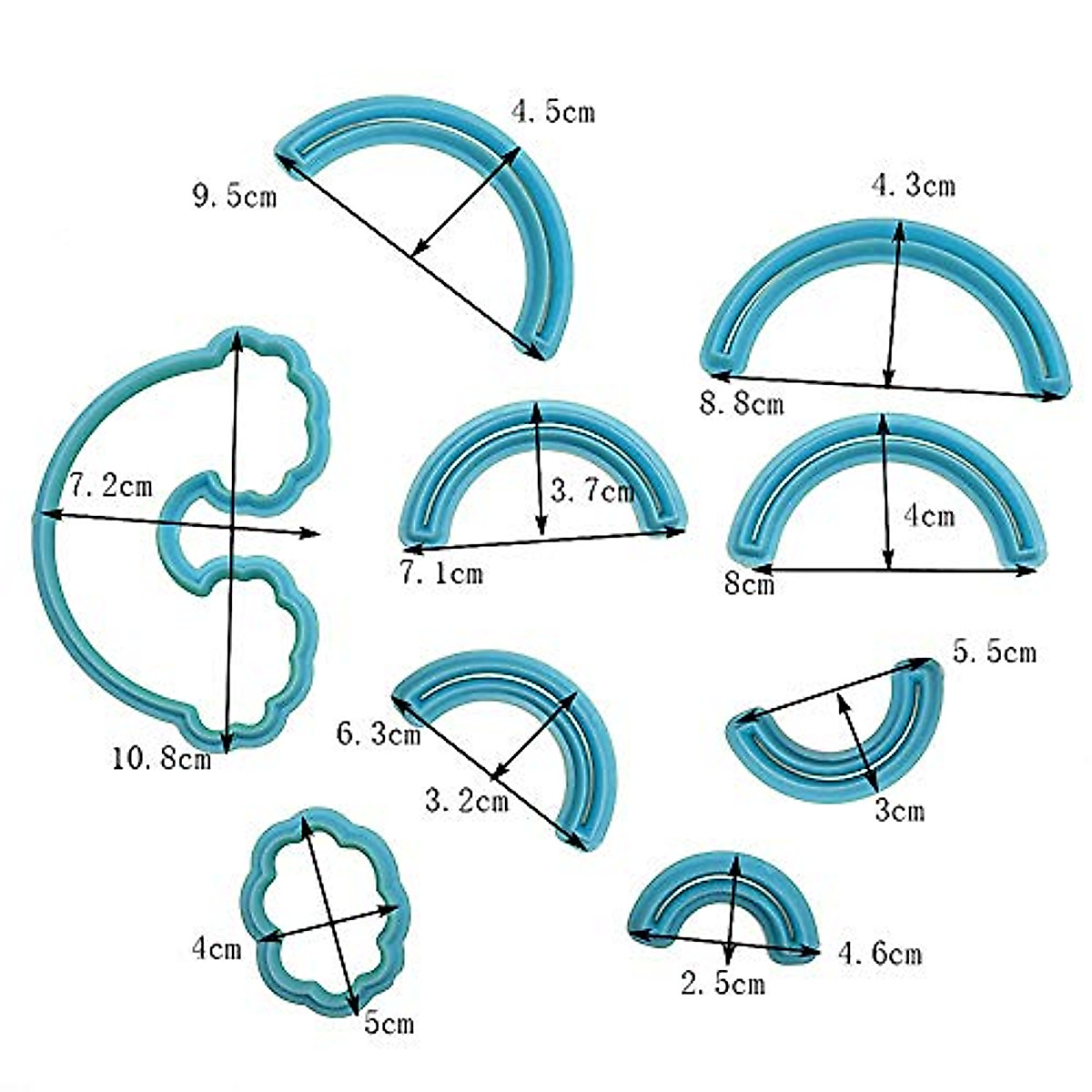 9Pcs Rainbow & Cloud Fondant Cutter Set Cake Cupcake Decorating Tools Sugarcraft Polymer Clay Gum Paste Cookies Biscuit Cutters