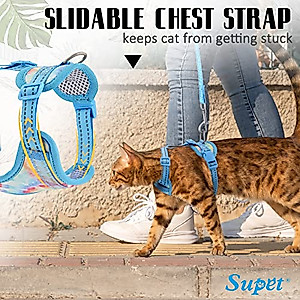 Supet Cat Harness and Leash Escape Proof for Walking, Adjustable for Large and Small Kittens Dogs