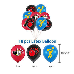 Bowling Theme Party Supplies Set Including Bowling Happy Birthday Banner, Bowling Cake & Cupcake Toppers, Bowling Balloons, Bowling Party Decorations for Kids Adults Teens