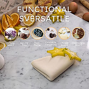 Marble Pastry Board (12 x 18 Inches) - Marble Serving Tray for Cheese| Pastries | Bread - Large Black Marble Slab for Cake Display Marble – Sleek Design & Non Slip Rubber Feet