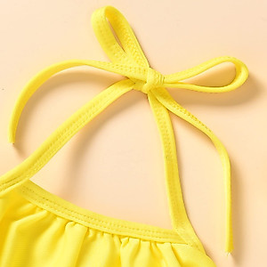 Infant Baby Girls Swimsuit Floral Bikini Sunflower Two Pieces Bathing Suit Swimwear Summer Beach Wear Set Yellow 0-6 Months
