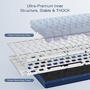 Redragon K656 PRO 3-Mode Wireless RGB Gaming Keyboard, 100 Keys Mechanical Keyboard w/Translucent Board, Hot-Swappable Socket, Sound Absorbing Foam & Custom Tactile Switch, Gradient BlueMade