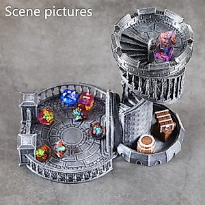 AUSPDICE DND Dice Tower - 36 Step Retro Color Tower for High Randomness in Table Games Like Dungeons and Dragons - Perfect Role Playing Game Gift (Ancient Silver Color)