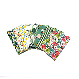 8PCS 25cmX25cm Fat Quarters Green Color Cotton Patchwork Fabric Bundle Squares Quilting Scrapbooking Sewing Art Craft