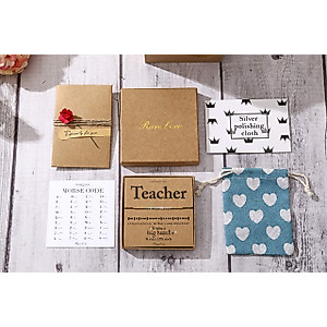 RareLove Teacher Gifts Morse Code Beaded Bracelet Appreciation Gift for Women Waterproof Secret Message Birthday Gifts for Teachers from Student Gold Blue White Tiny Pony Seed Beads Black String