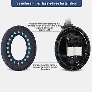 Aurivor Replacement Ear-Pads for Bose Quiet-Comfort QC 35 (ii) 25 15 2 Headphones, Upgraded Cushion for QC35 (ii) QC25 QC15 QC2 SoundTrue/SoundLink AE2/AE2i/AE2w Around-Ear Headphones (MidnightBlue)