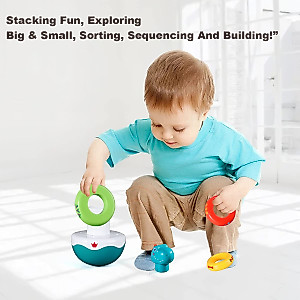 Chibon Roly Poly Baby Development Toys 6 to 12 Months, Weeble Wobble Tummy Time Toys, Dinosaur Tumbler Wobbler Toys for Infant Boy Girl Gifts