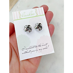 Silver Knot Earrings Knot Jewelry Stud Earrings Post Earrings Bridesmaid Card Gift Tie the Knot Card Wedding Jewelry