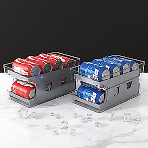 UDEAR Stackable Soda Can Dispenser Rolling Pop Cans Organizer for Refrigerator Fridge Storage for 8 Drink Cans,Grey