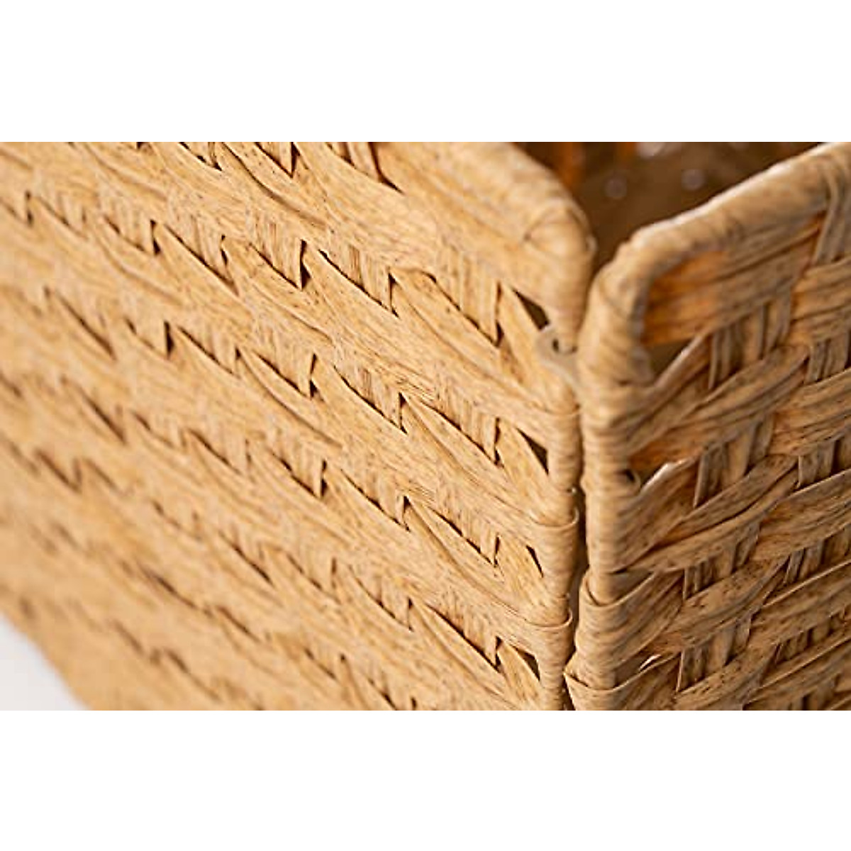 Foldable Synthetic Plastic Wicker Storage Basket with Iron Wire Frame By Blue Ridge Basket Company (Set of 4)