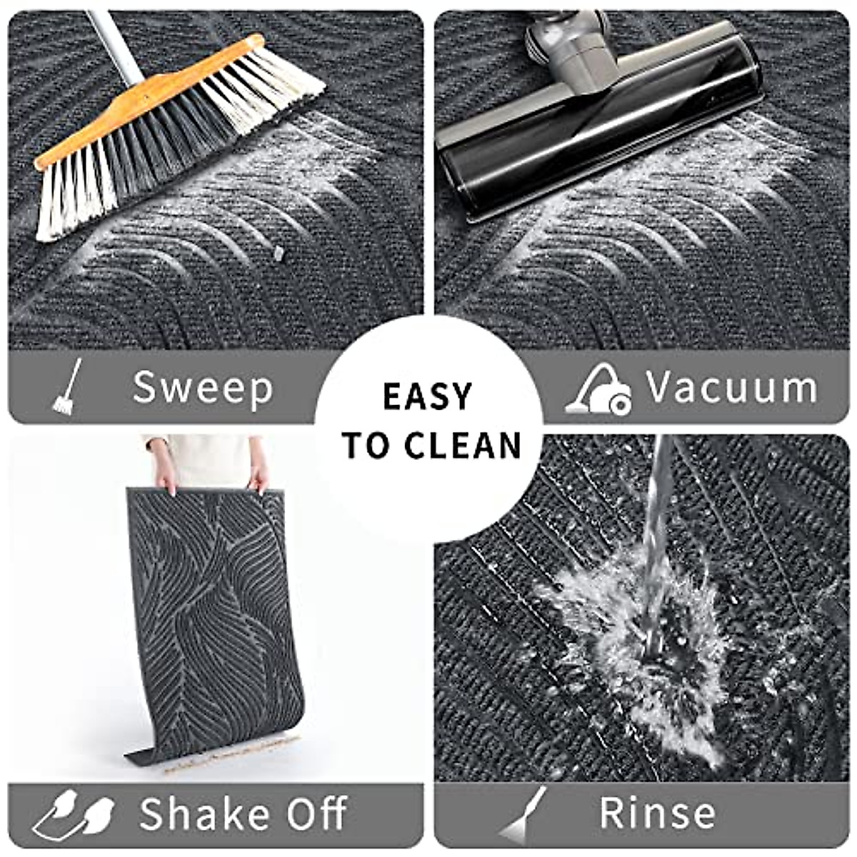 Yimobra Front Door Mat Outdoor Entrance, Heavy Duty 29.5 x 17 Inch Waterproof Patio Guard Doormat, Non-Slip Stain and Fade Resistant Shoe Scraper for Indoor, Entryway, Dark Grey