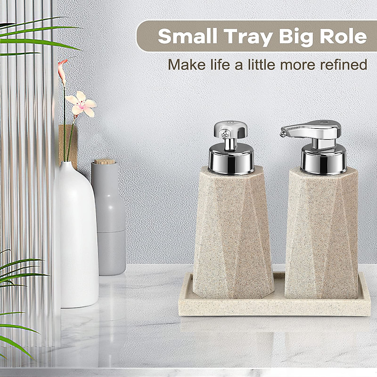 Versatile 7.4" Silicone Resin Soap Dispenser Tray for Bathroom/Kitchen/Vanity Tray, Small Tray for Countertop, Tidy Organization Solution