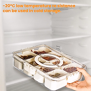 Uideyvi 2PCS Divided Serving box With Lid and Handle, Snack Containers With Dividers and Lids, Candy, Spices, Fruits (With 10 Fruit Forks), Snacks Storage Containers, Convenient to Carry Out.