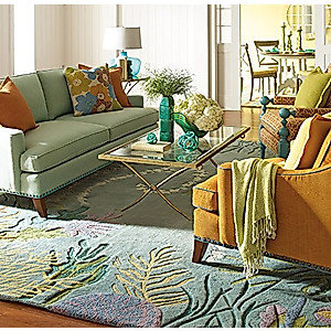 Company C to-Bay-Go Area Rug Wool 1' x 1' Sample Aqua Multi