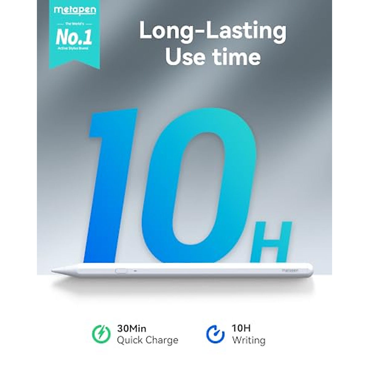 Metapen A11 Pencil for iPad 2018-2024, Faster Charge Pen for Apple iPad, Stylus Pen for iPad Air 3/4/5/M2, iPad Mini 5/6, iPad 6/7/8/9/10, iPad Pro 11"/12.9"/M4/Tilt sensitivity/Quick Button/Bluetooth