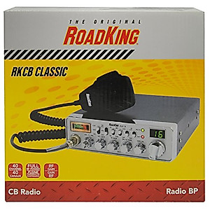 RoadKing RKCBCLASSIC 40 Channel Classic CB Radio with Large Digital Display and Illuminated SWR/RF Meter, Grey