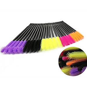 Coshine 100pcs Pro Disposable Silicone Mascara Eyeliner Wands Applicator Eyeliner Lip Liner Brushes Makekup Tools (silicone mascara brushes)