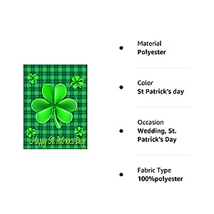 St Patricks Day Garden Flag,Happy St Patrick's Day Flag Double Sided 12x18, Shamrock Green Buffalo Plaid Outdoor Flags Lucky Clovers Happy St Patty's Day Irish House Flag Yard Banners for Home Lawn