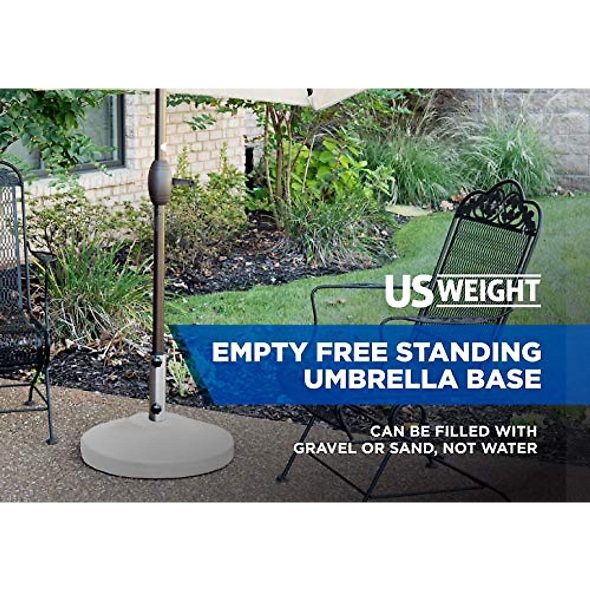 US Weight Fillable Free Standing Umbrella Base, Empty, White
