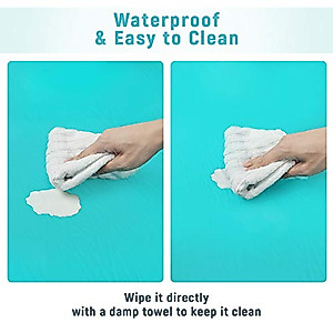 Minnebaby Hexagon Playpen Mat Compatible with Graco Traveler Playard & Regalo Play Yard, Self Inflating Playard Pad, Comfortable and Portable Playmat with Carrying Bag - Blue