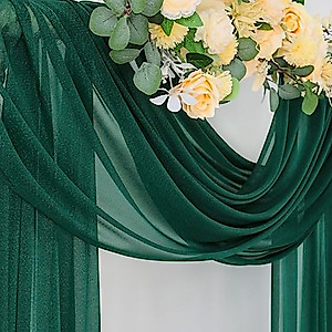 Socomi Wedding Arch Draping Fabric 29" x 20Ft 1 Panel Emerald Green Sheer Curtain Drapes Extra Long for Wedding Ceremony Birthday Party Decoration