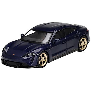 Truescale Miniatures Taycan Turbo S Gentian Blue Metallic Edition to 2400 Pieces Worldwide 1/64 Diecast Model Car by True Scale Miniatures MGT00339