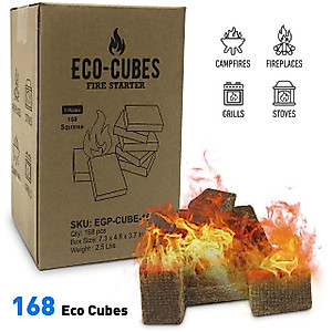 EasyGo Product Eco Cubes - Fire Starter Squares - Great Lighter for Chimney, Charcoal Grill, Fireplace, Campfire, Pellet